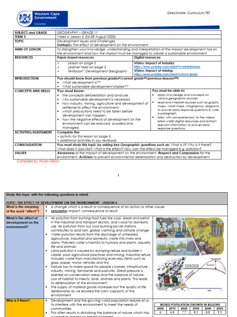 GRADE 11 T3 LESSON 6 (W4) Effect of Development On The Environment ...