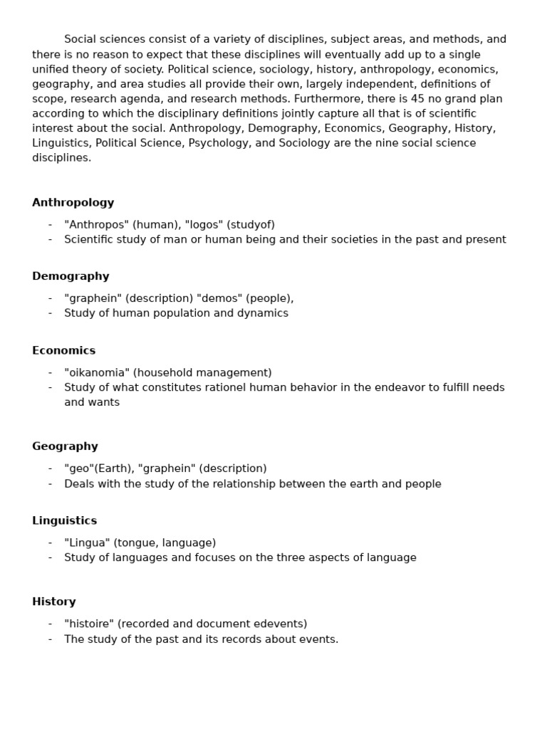 Overview of Social Science Disciplines | PDF | Social Sciences | Sociology