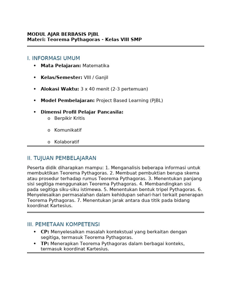 Modul Pythagoras PJBL | PDF