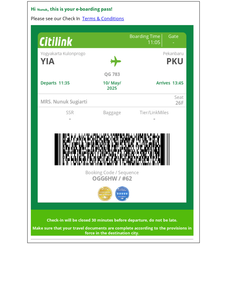 Boarding Pass | PDF