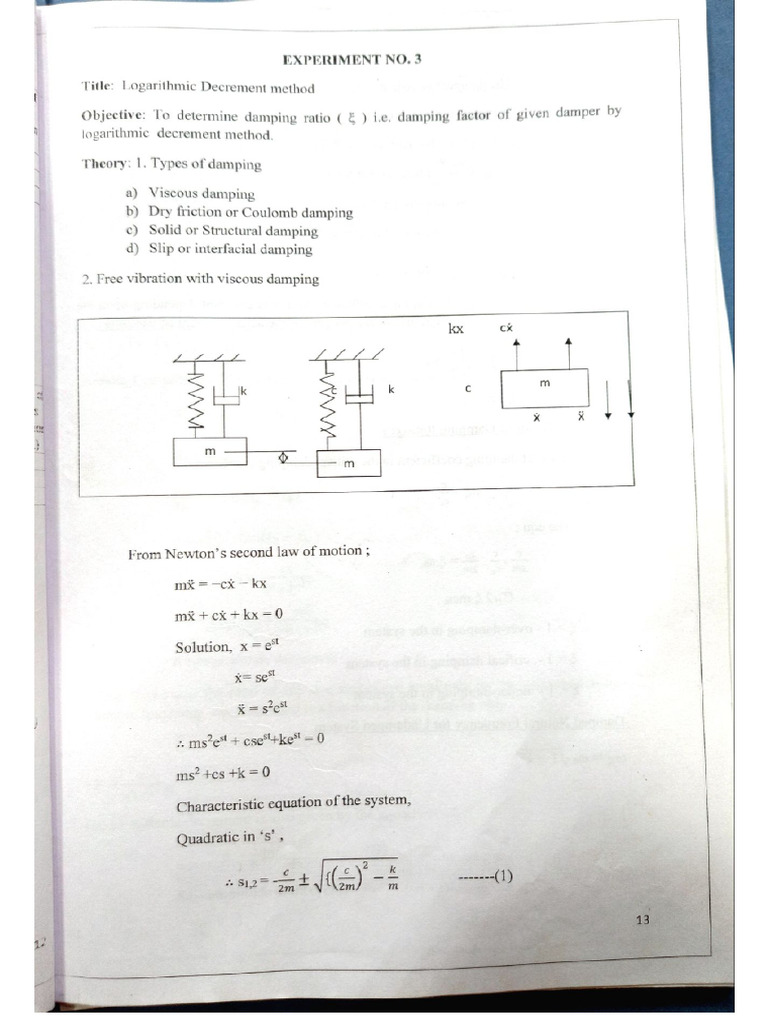 Logarithmic Decrement Method | PDF