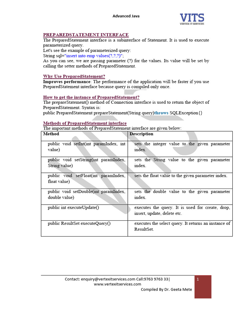 JDBC Notes3 | PDF
