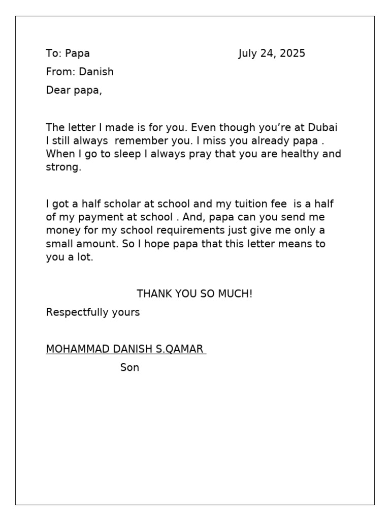 A Letter To My Father-1 | PDF