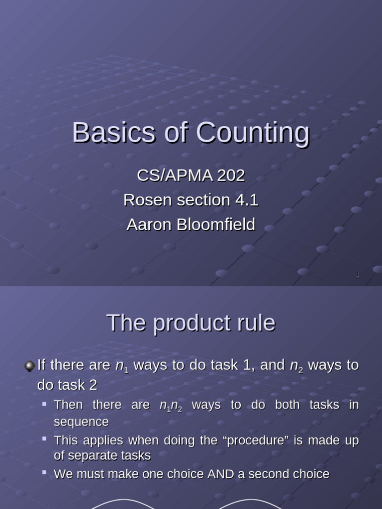 Counting Principles: Product and Sum Rules | PDF | Wedding | Arithmetic