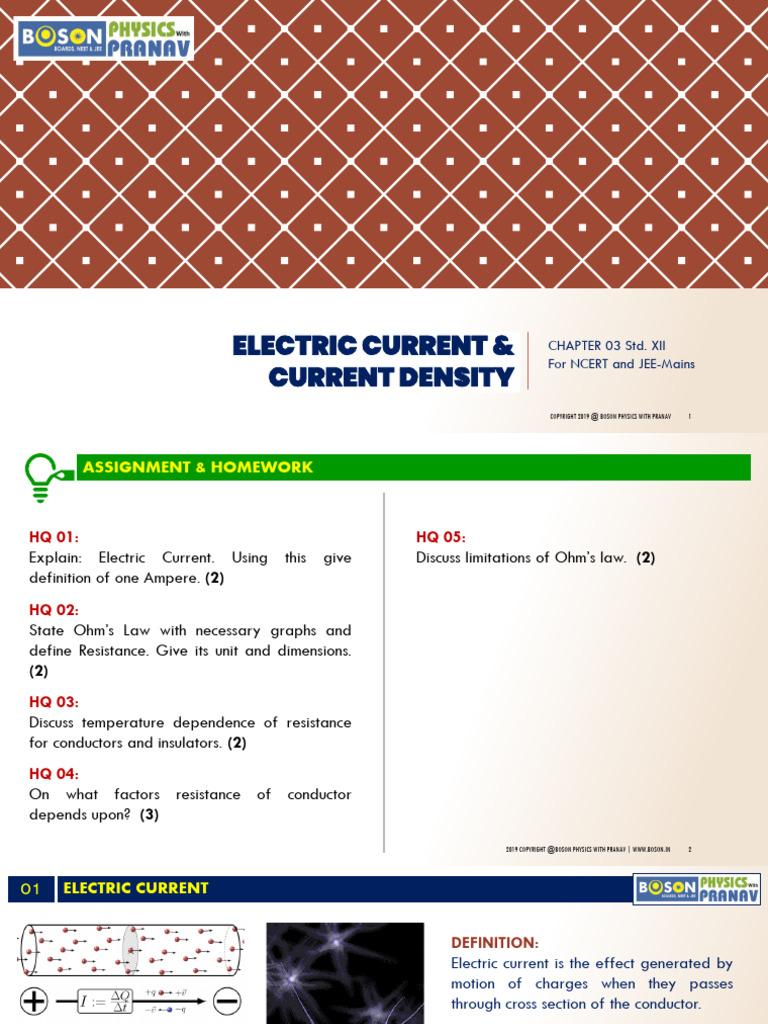 01 - Electric Current & Ohm's Law | PDF | Electric Current | Electron