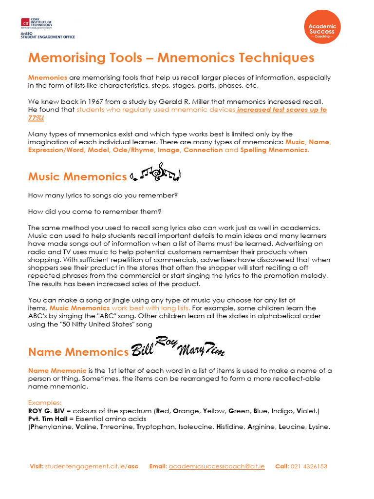Effective Mnemonics for Better Recall | PDF | Mnemonic | Planets In ...