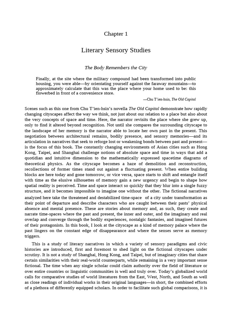 Sensing The Sinophone Urban Memoryscapes in Contem... - (1. Literary ...