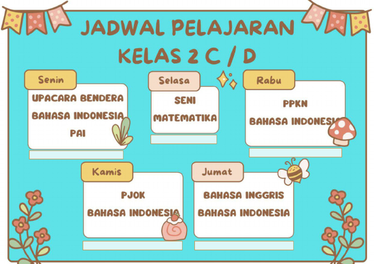 Jadwal Pelajaran Kelas 2 | PDF