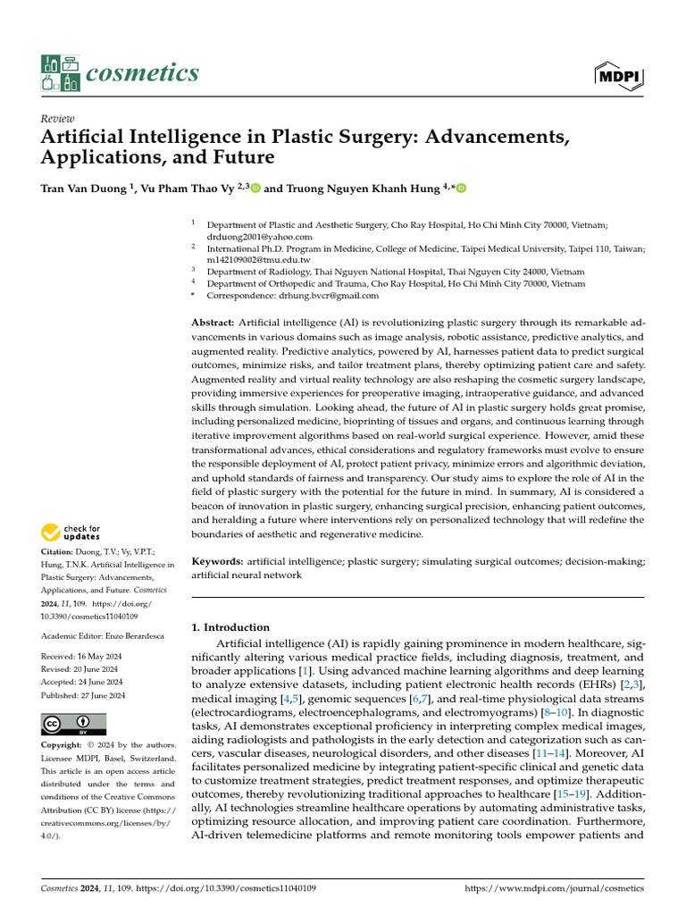 AI Innovations in Plastic Surgery | PDF | Artificial Intelligence ...