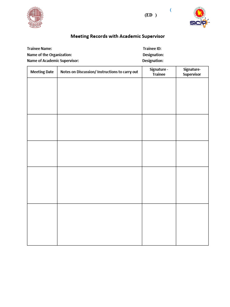 Meeting With Academic Supervisor - Template | PDF