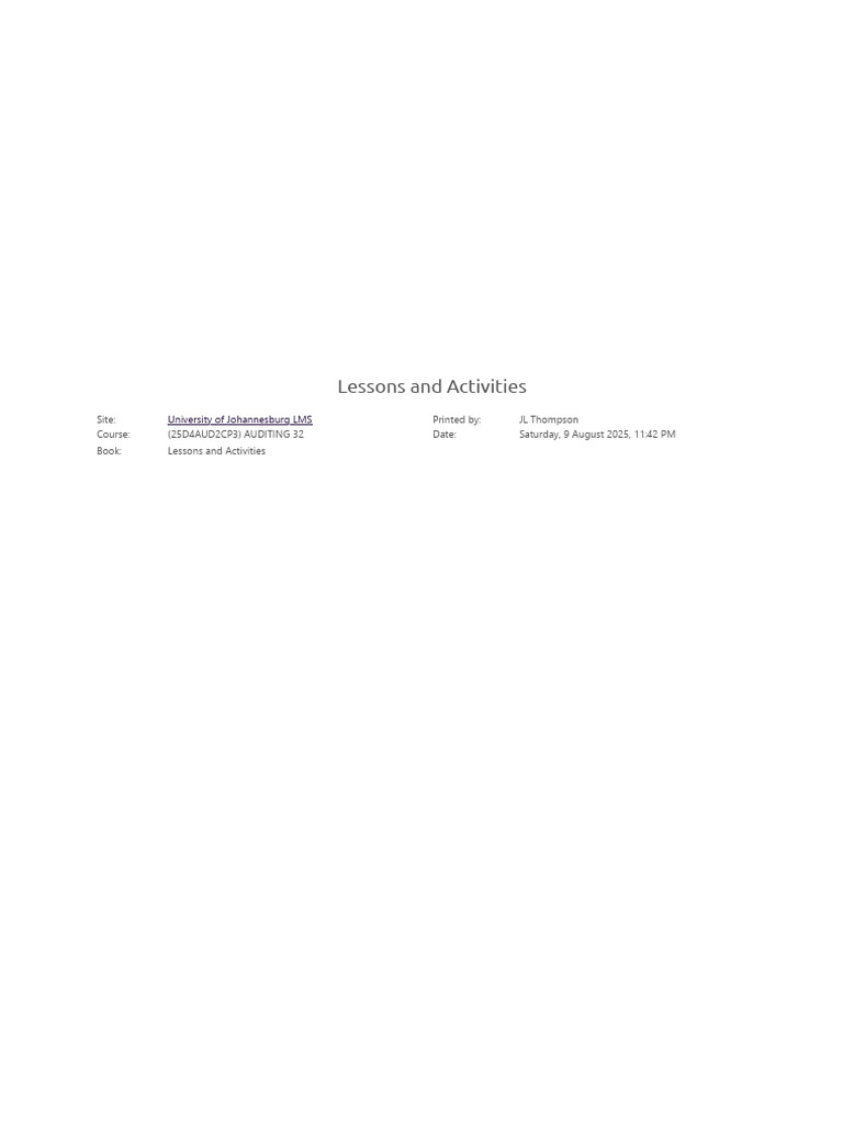 Lessons and Activities - UJ LMS | PDF | Going Concern | Audit