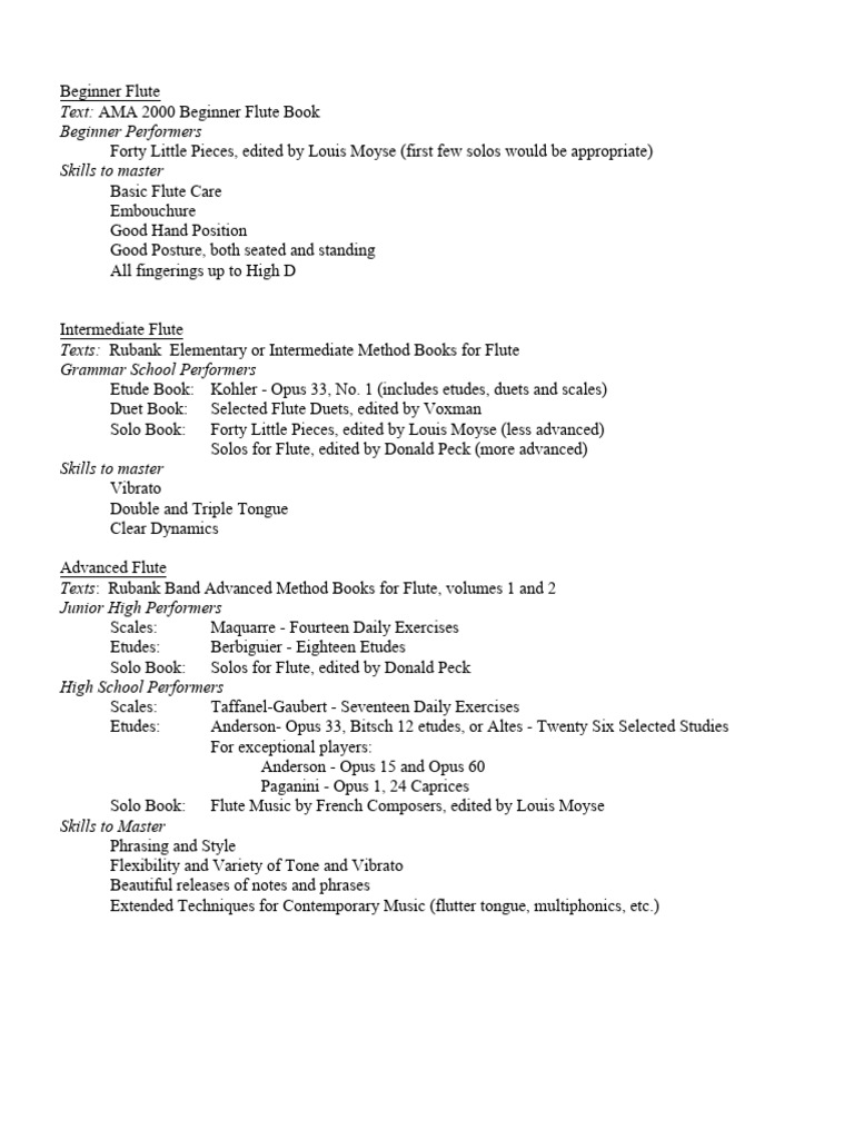 Flute Method Books and Skills Guide | PDF
