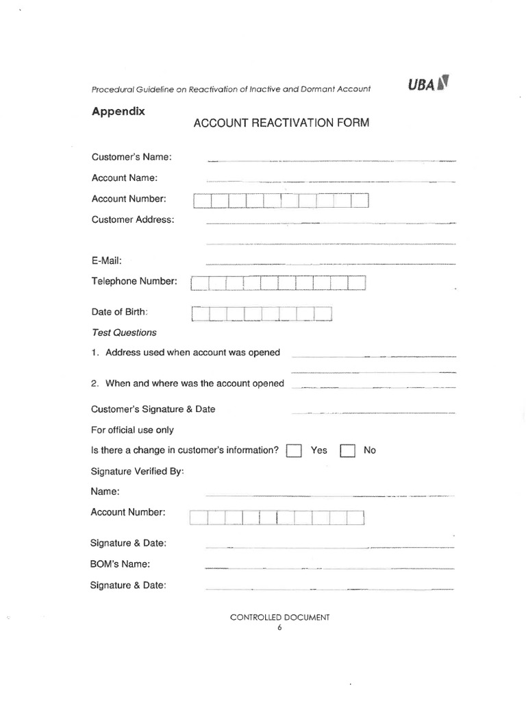 Account Reactivation Form | PDF