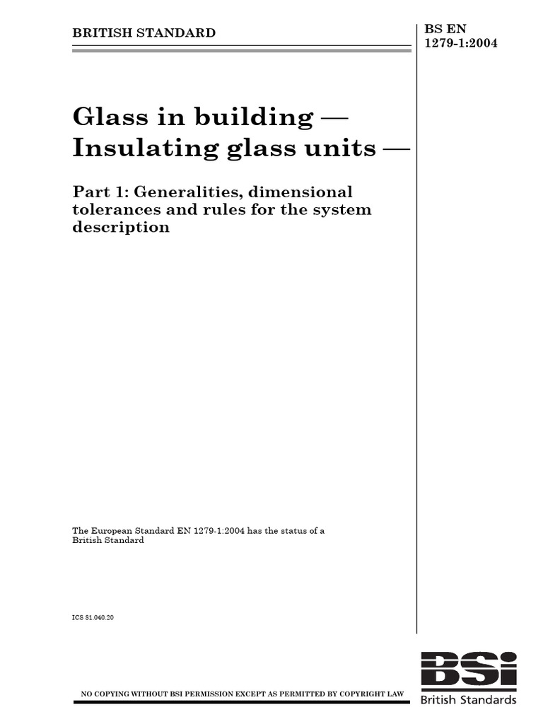 EN 1279-1:2004 Insulating Glass Standards | PDF | Regulation | Metrology