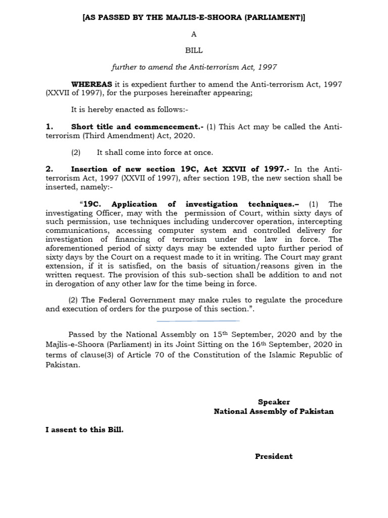Anti Terrorism 3rd Amendment | PDF