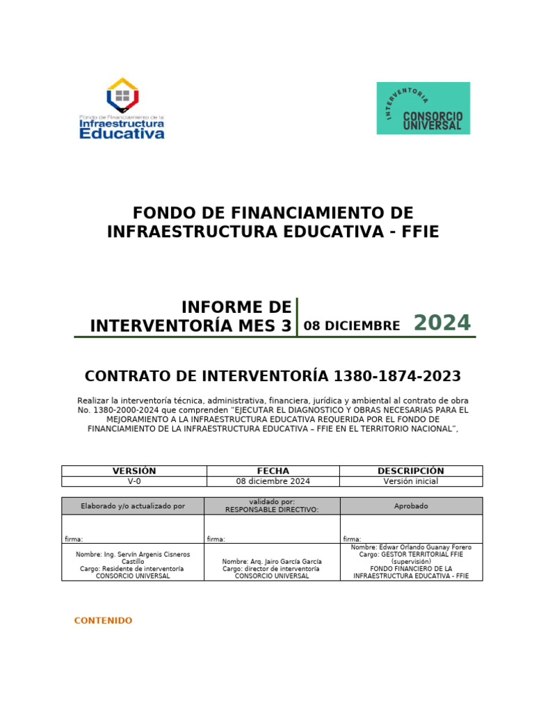 Informe de Interventoria Mensual 3 Del 09 Nov Al 08 Dic | PDF
