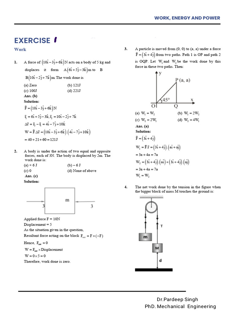 Work Done by Force on 2kg Body | PDF | Force | Temporal Rates