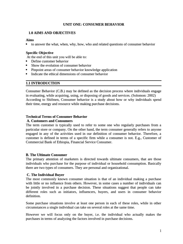 Consumer Behavour Module | PDF | Marketing | Consumer Behaviour