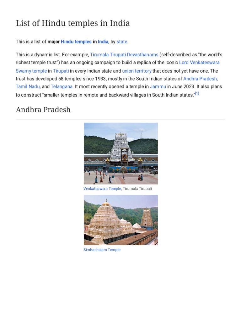 Major Hindu Temples in India | PDF | Hindu Tantra | Indian Religions