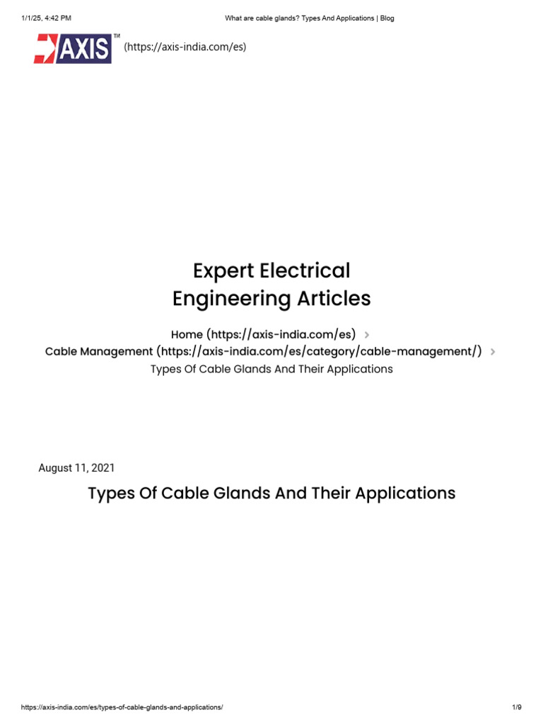 What Are Cable Glands - Types and Applications - Blog | PDF ...