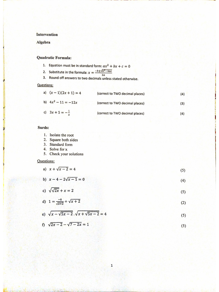 Algebra Intervention | PDF