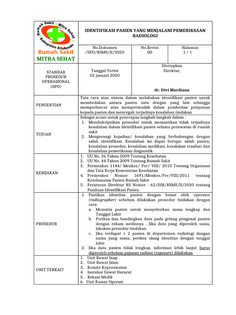 9 - SPO Identifikasi Pemeriksaan Radiologi | PDF