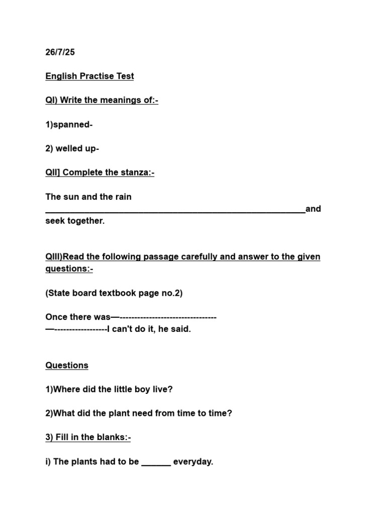 English Practice Test Questions | PDF