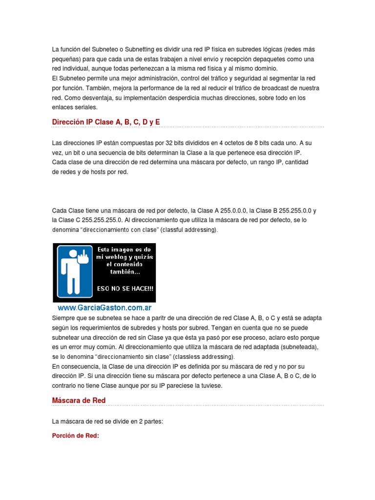 La Función Del Subneteo o Subnetting Es Dividir Una Red IP Física en ...