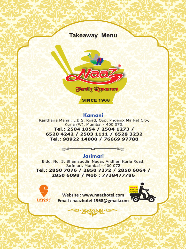 Naaz Parcel Menu | PDF