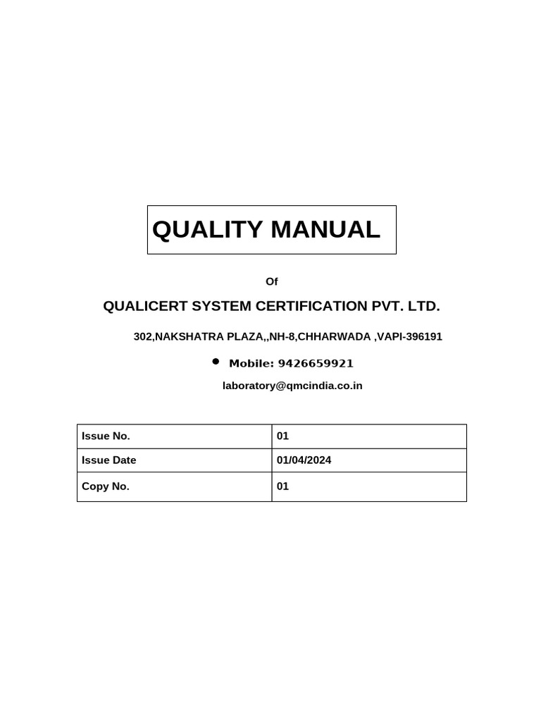 QSC Quality Manual Testing Lab No Images | PDF | Verification And ...