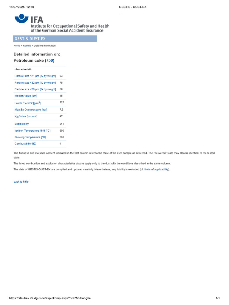 Petroleum Coke Dust Explosion Data | PDF