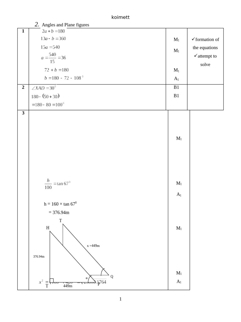 Angles and Plane Figures ANS | PDF
