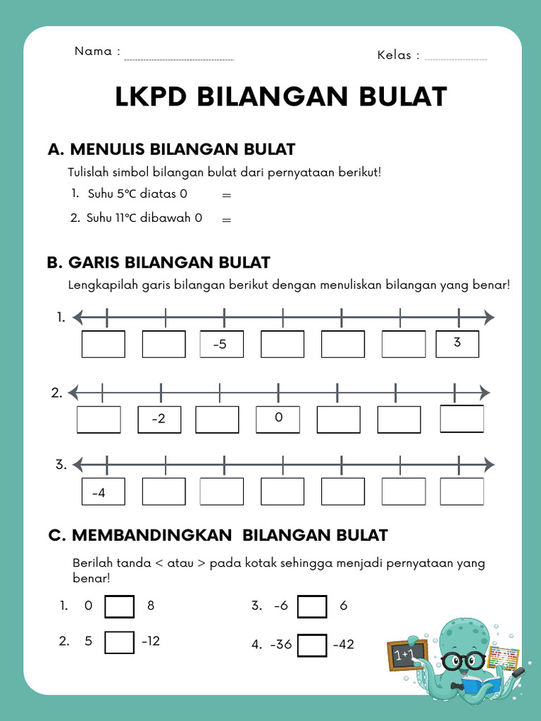 LKPD Bilangan Bulat Kelas 5 dan 7 | PDF