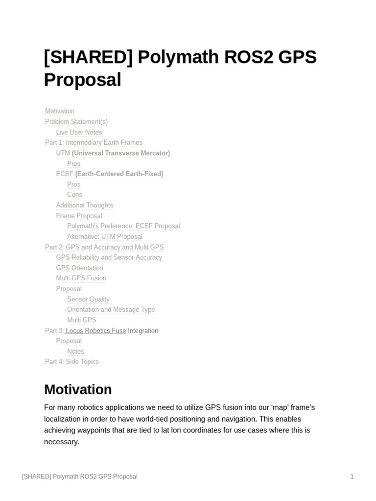 SHARED Polymath ROS2 GPS Proposal | PDF | Global Positioning System ...