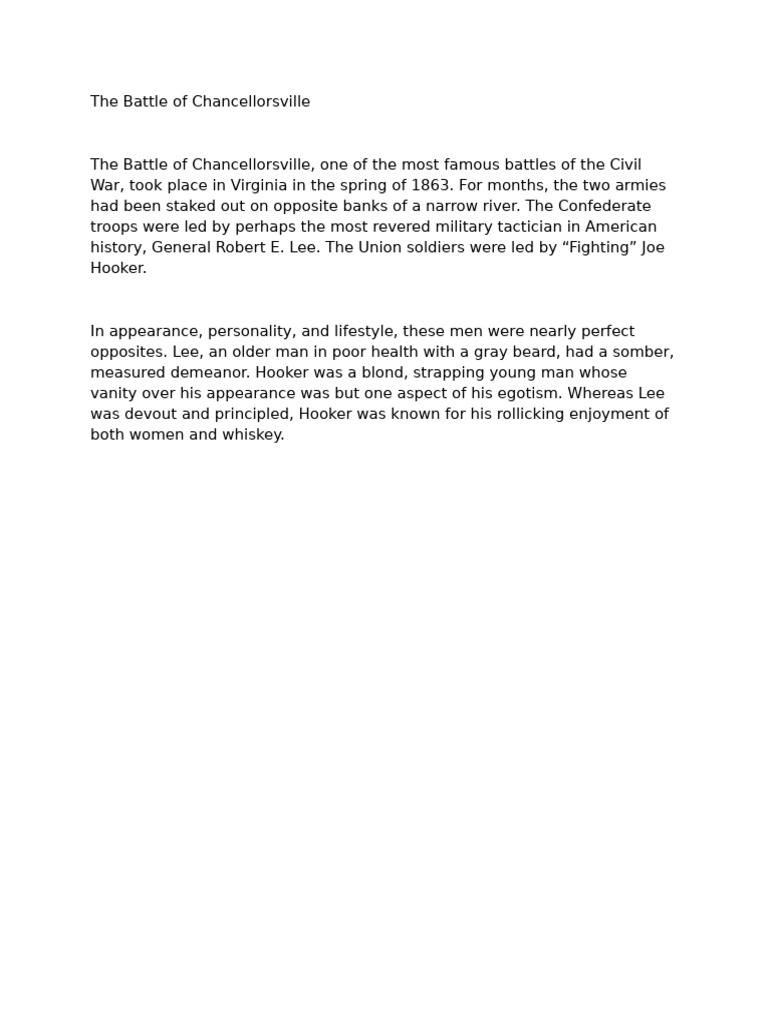 Chancellorsville Battle Overview | PDF