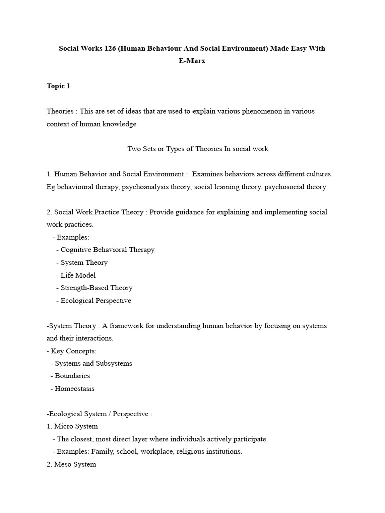 Human Behavior in Social Work Explained | PDF | Developmental ...