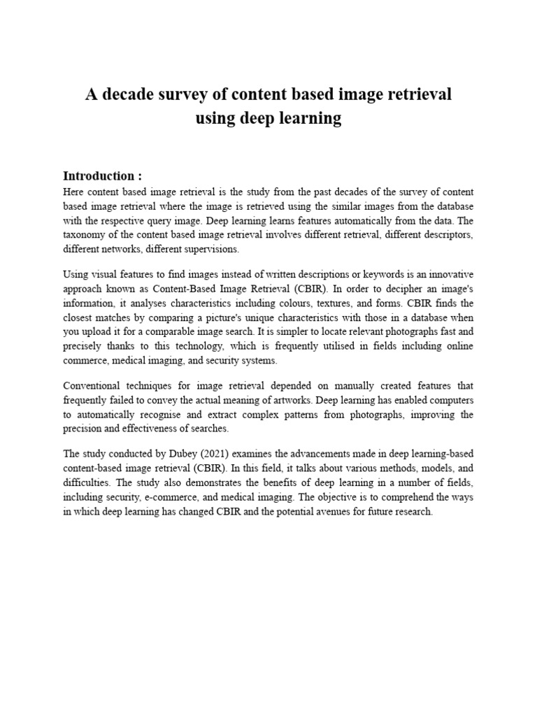 A Decade Survey of Content Based Image Retrieval Using Deep Learning | PDF