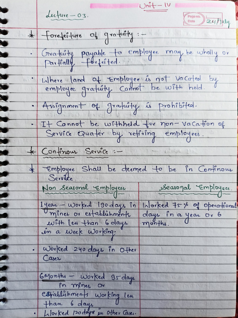 Chapter---- 19 Unit = 4 Payment of Gratuity Act ,1972( Sbill Classnotes ...