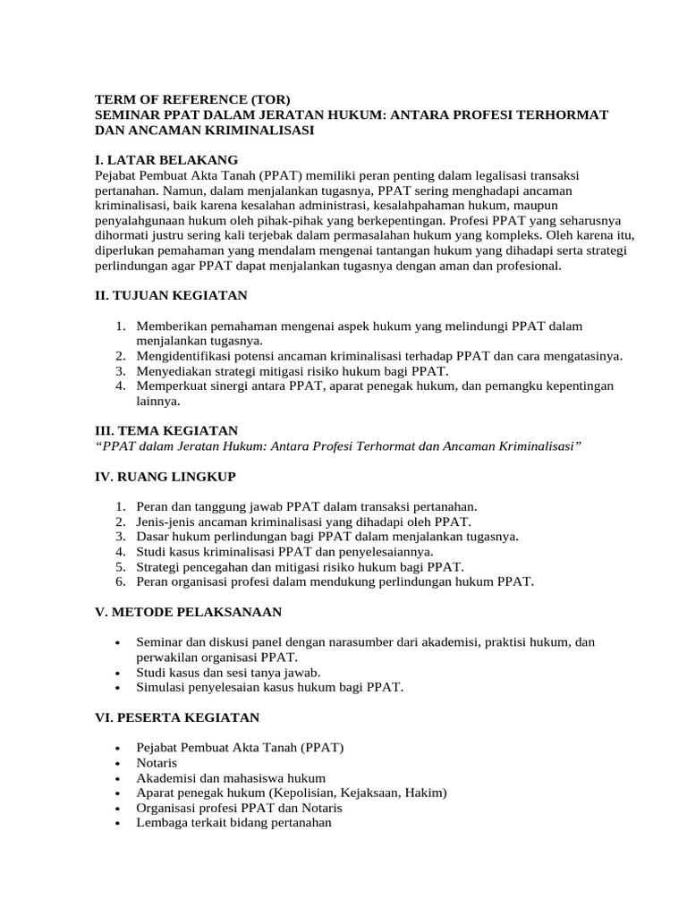 Term of Reference 1 | PDF