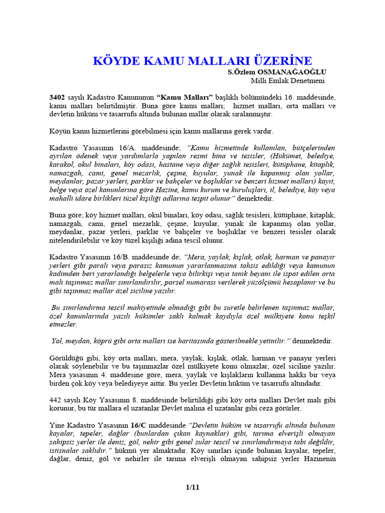 Makale - 11 Köy Kamu Mallari | PDF