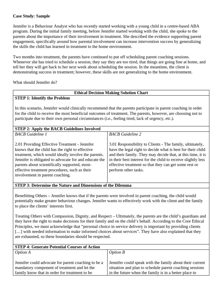 Sample Completed Ethical Decision Making Model | PDF | Autonomy ...