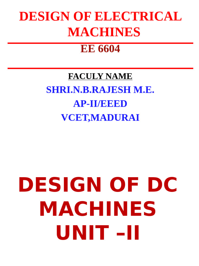 Unit 2 Design of DC Machines | PDF | Electric Motor | Alternating Current