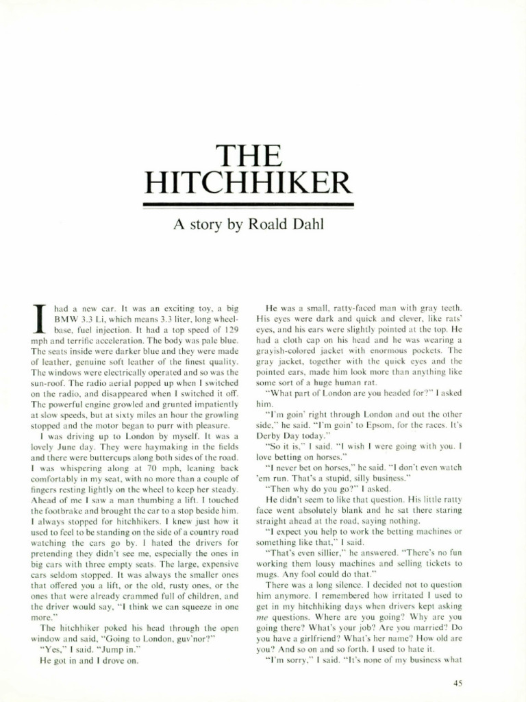 The Hitchhiker by Roald Dahl | PDF