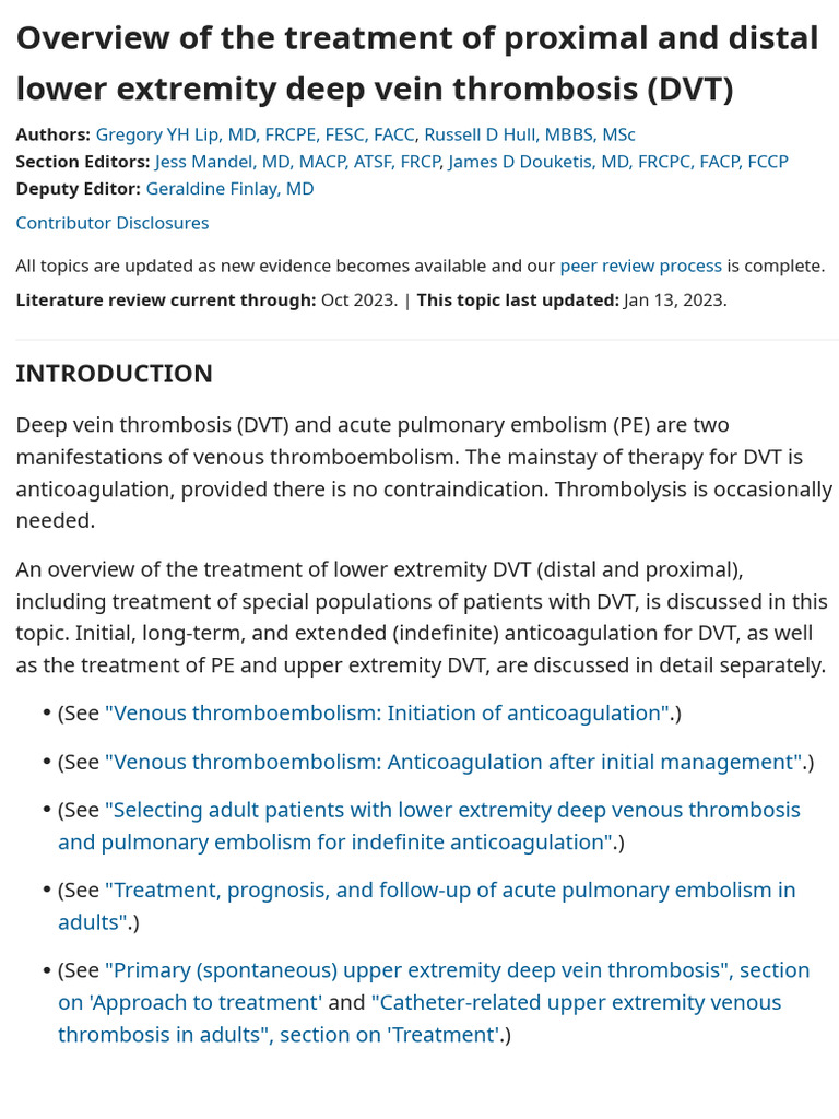 Treatment of Lower Extremity DVT | PDF | Thrombosis | Vein