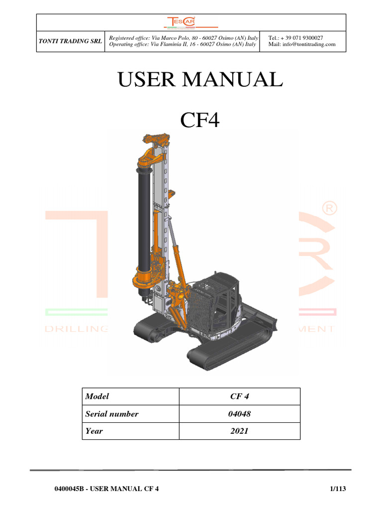 CF4 Drilling Rig User Manual | PDF | Oil Well | Reliability Engineering