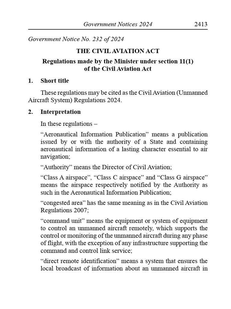 Civil Aviation UAS Regulations 2024 | PDF | Unmanned Aerial Vehicle ...