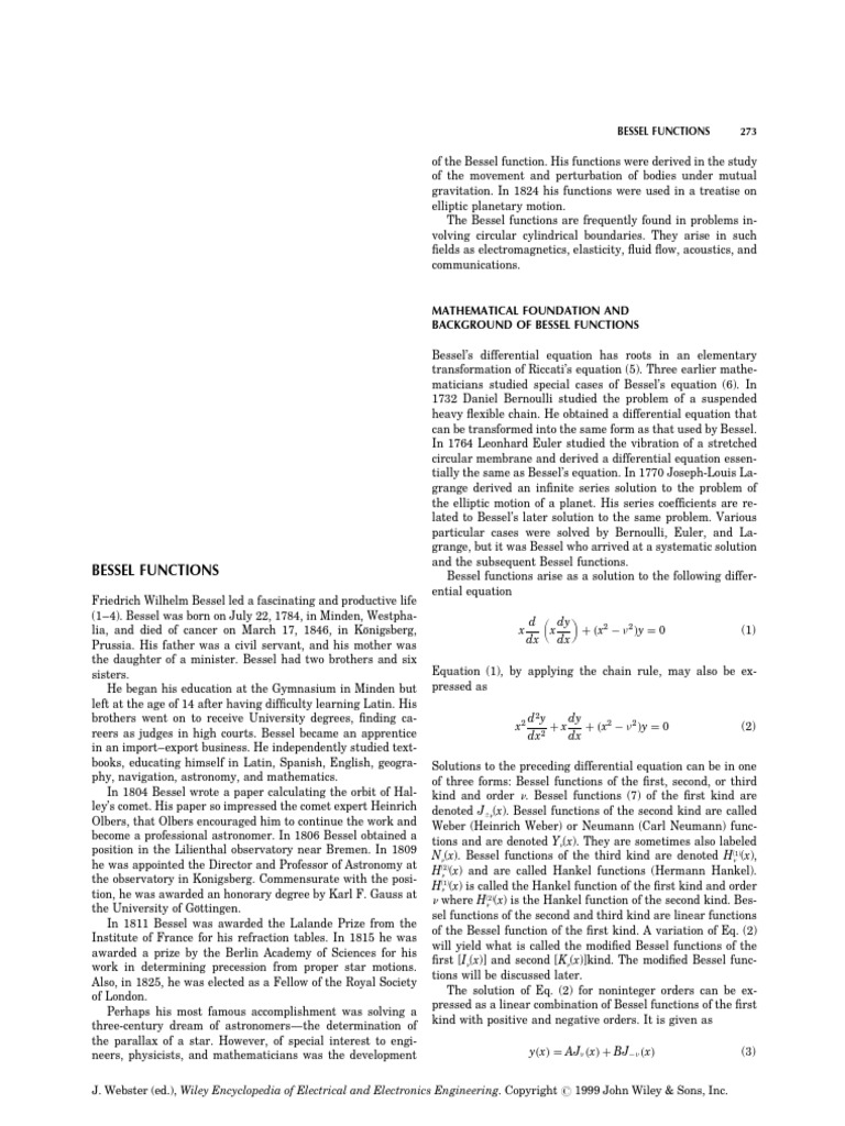 Overview of Bessel Functions | PDF | Complex Analysis | Mathematical ...