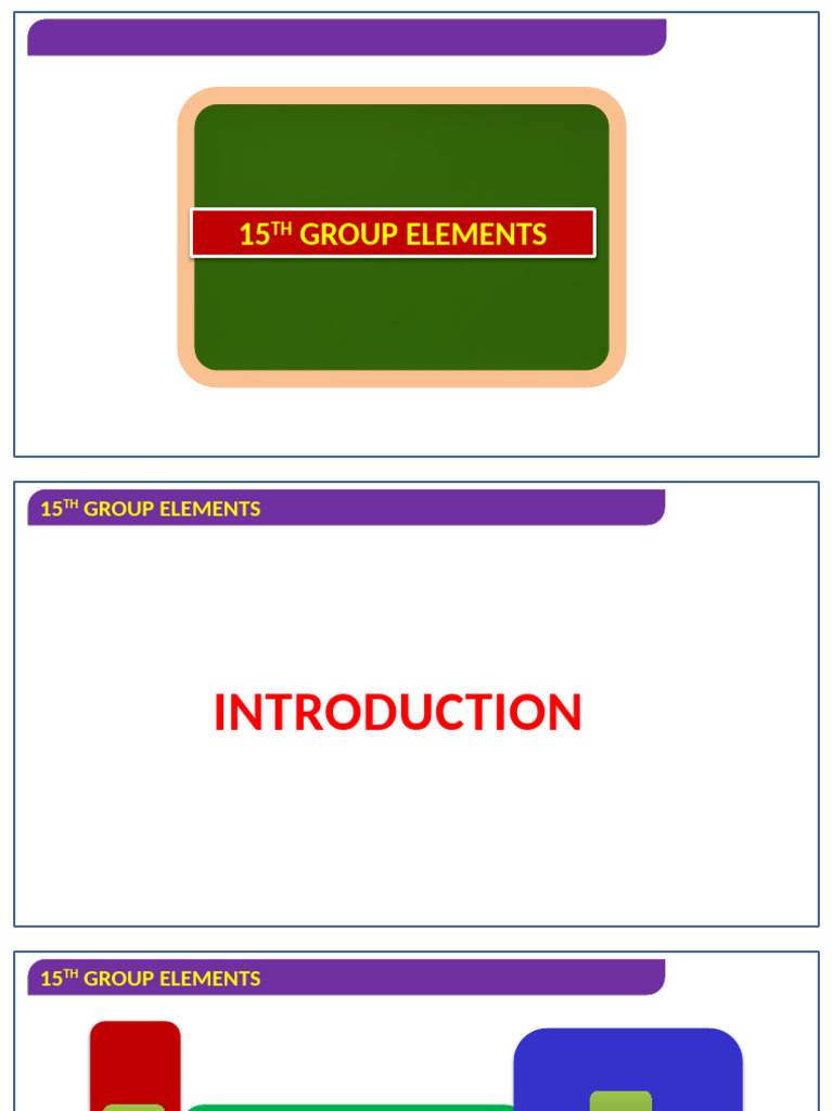 Group 15 Elements Overview and Properties | PDF | Nitrogen | Nitric Acid