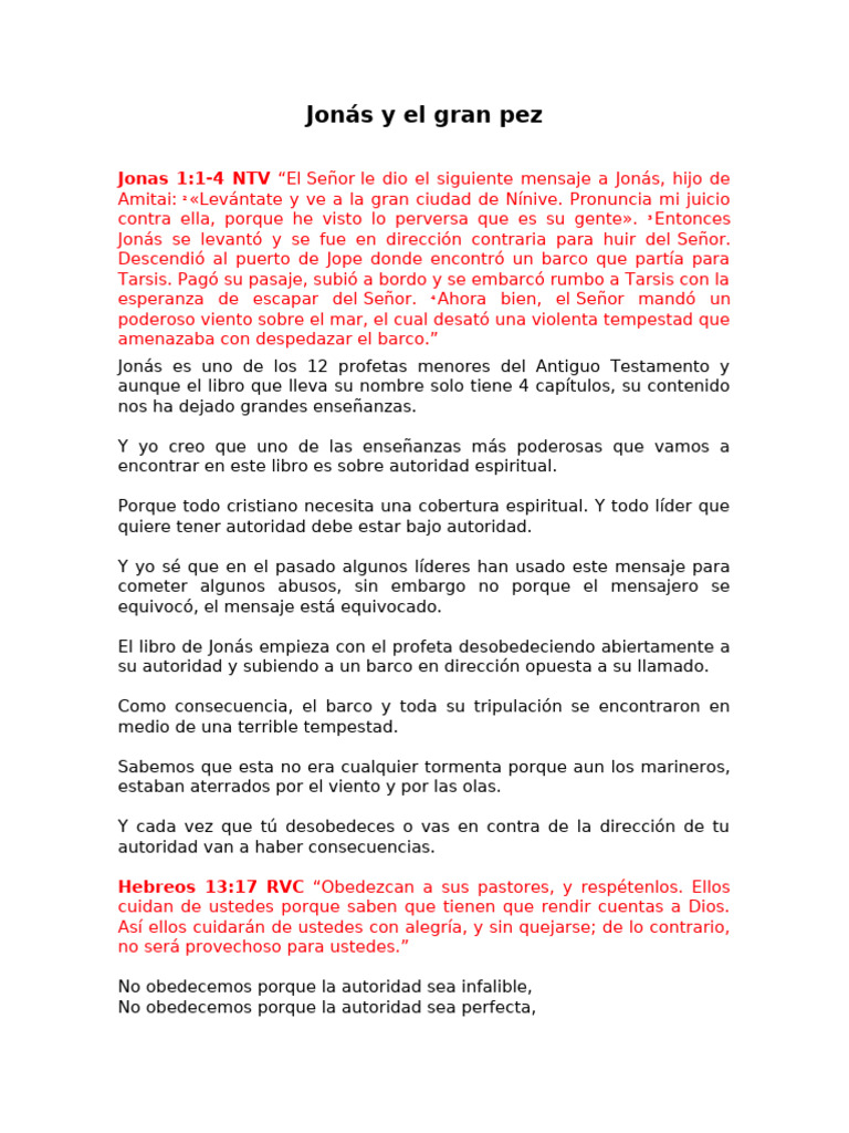 Jonás y El Gran Pez 2024 | PDF | Jonás