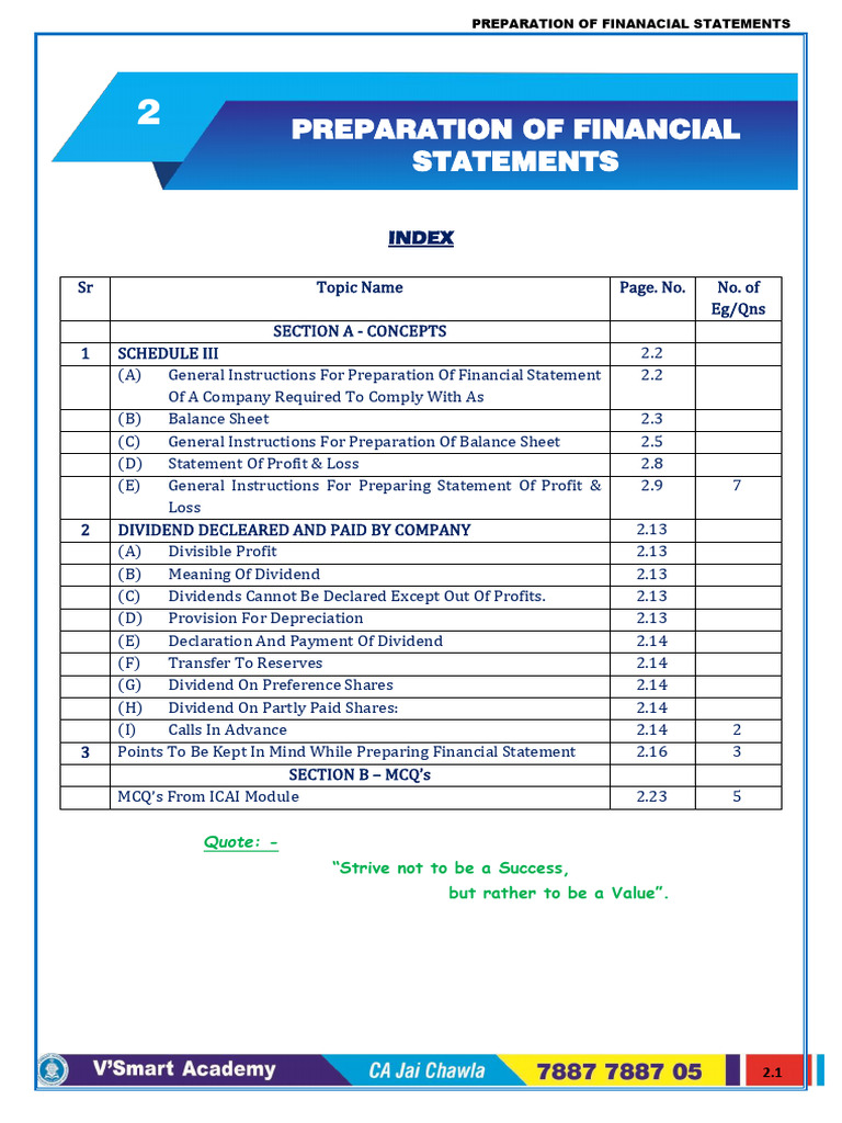 Preparation of Fin. Statements - Concepts | PDF | Expense | Dividend